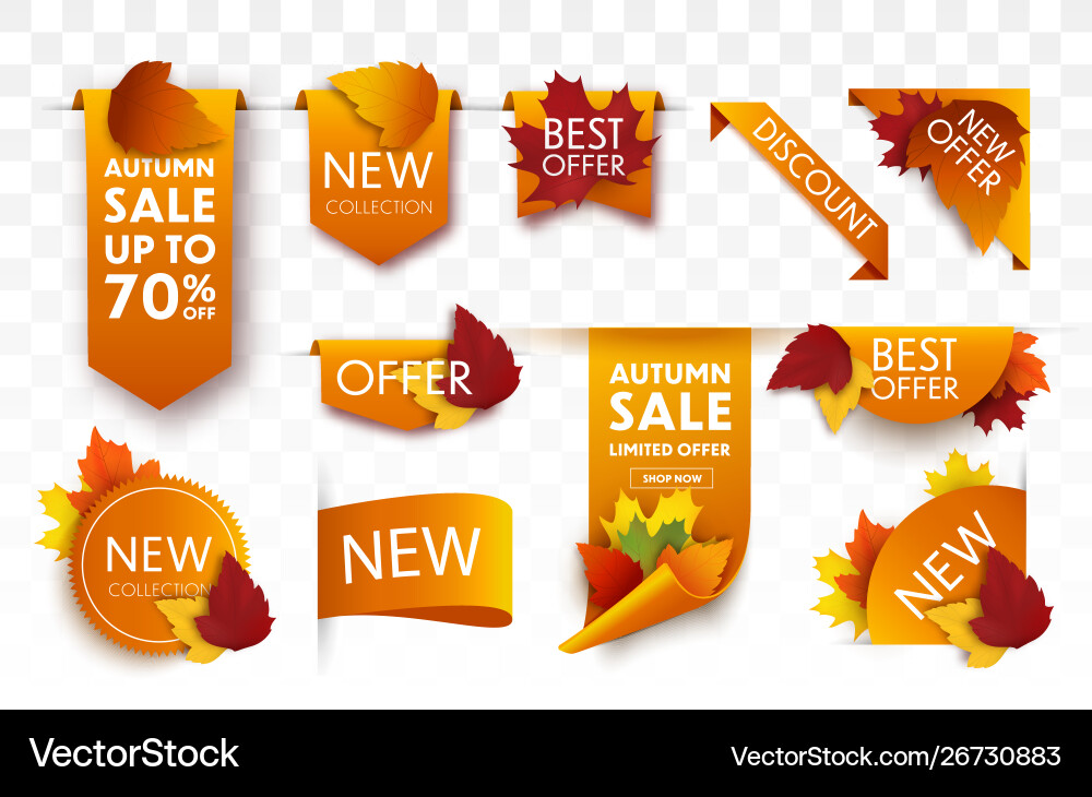 Autumn sale tags Royalty Free Vector Image - VectorStock