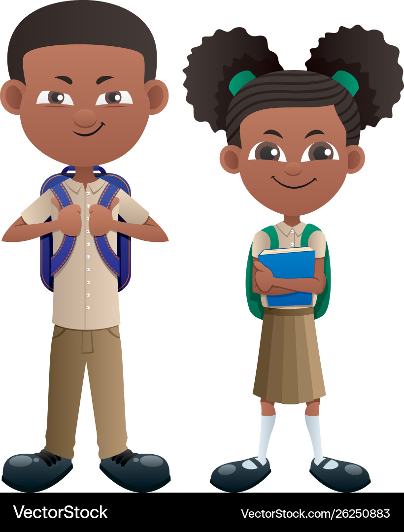 Black School Children Royalty Free Vector Image