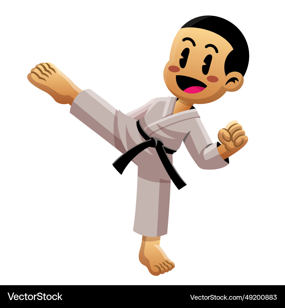 Karate Kick Cartoon Taekwondo Kick Cartoon Vector Images
