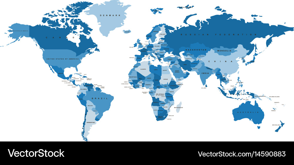 Color world map political Royalty Free Vector Image
