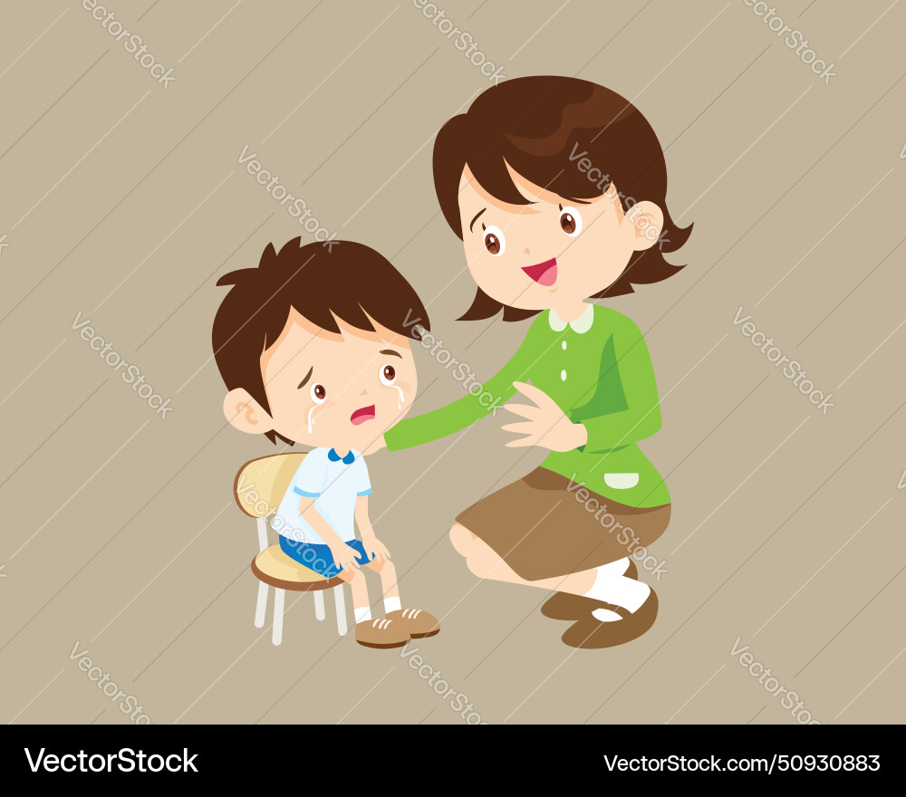 Comforting sad children with parent Royalty Free Vector