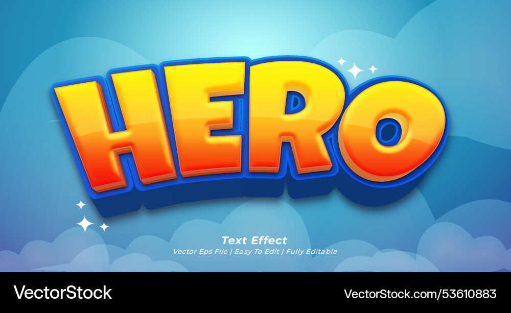 Hero text effect editable 3d style Royalty Free Vector Image