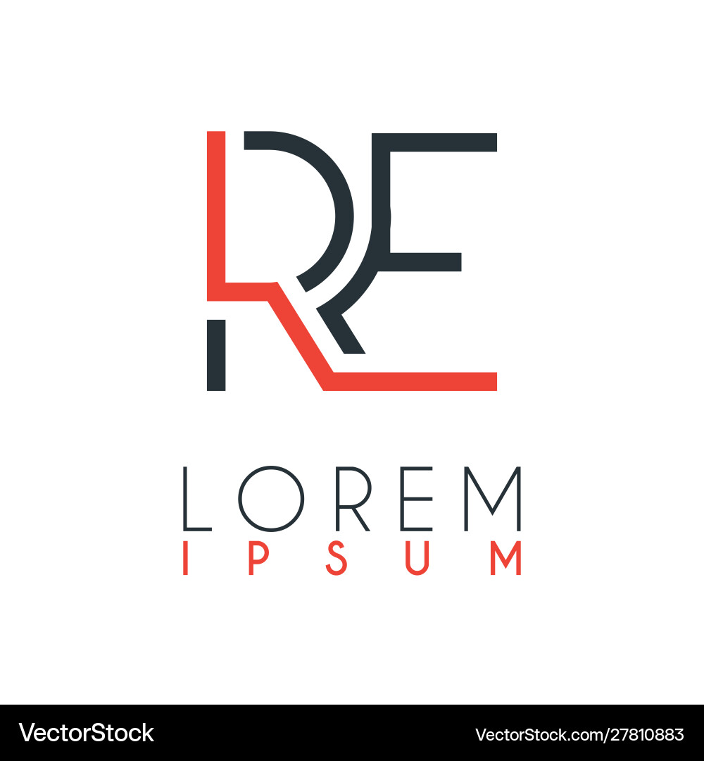 Logo between letter r and e or re Royalty Free Vector Image