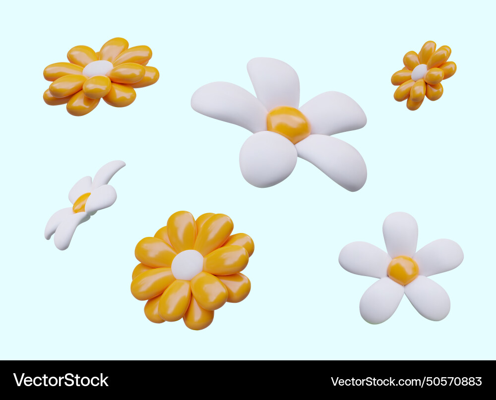 Realistic flower heads in plasticine style Vector Image