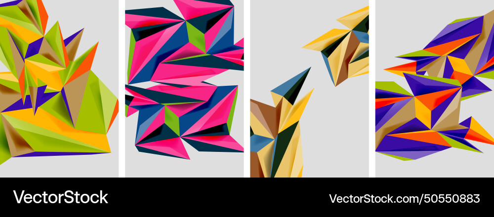 Set of mosaic triangle pattern abstract posters Vector Image