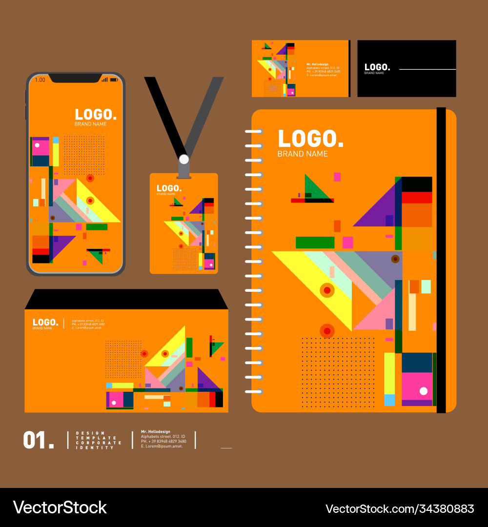 Stationery corporate brand identity mockup set Vector Image