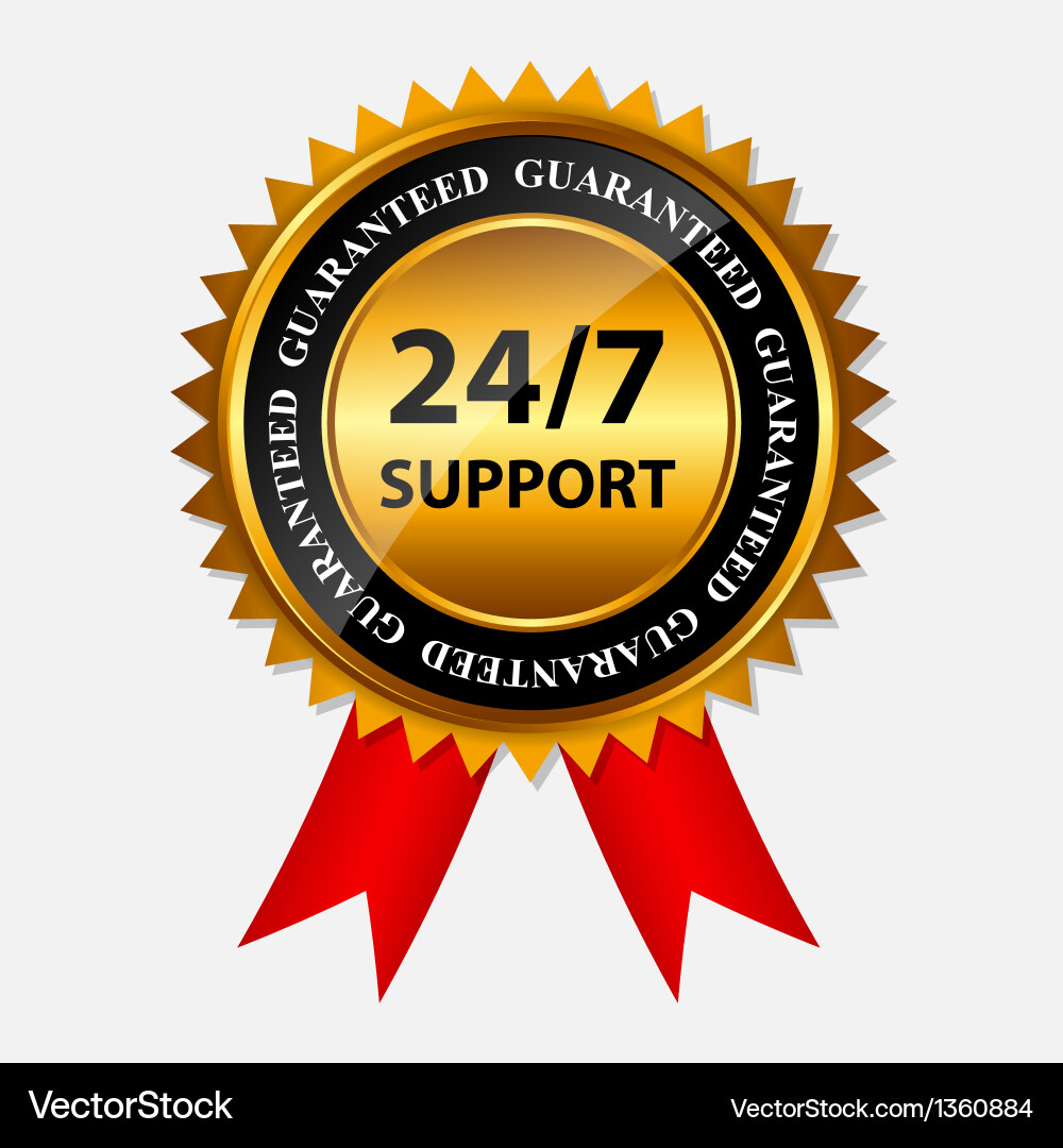 247 support gold sign label template Royalty Free Vector