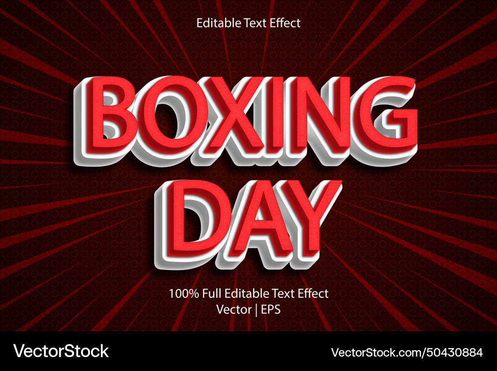 Boxing day editable text effect comic style Vector Image