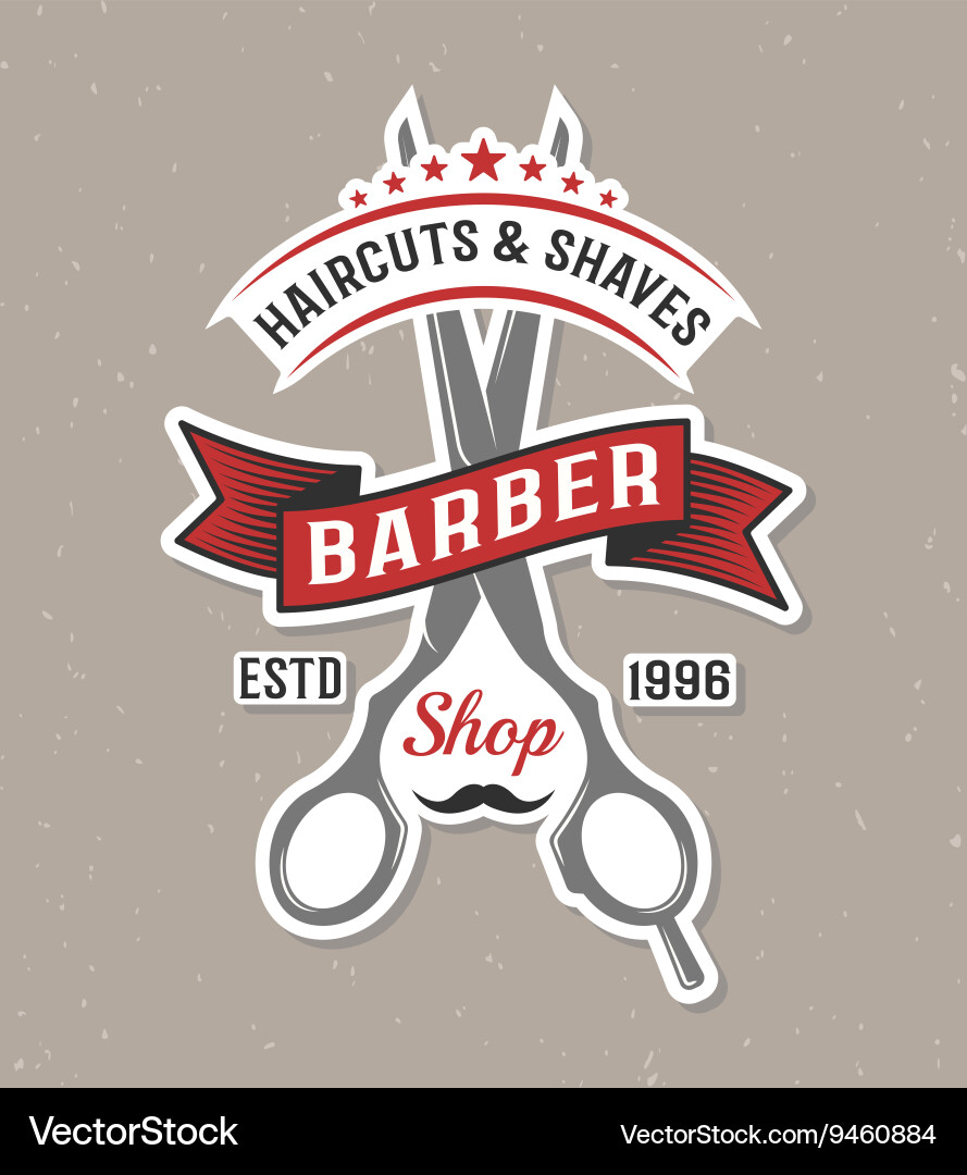 Color barber scissors poster Royalty Free Vector Image