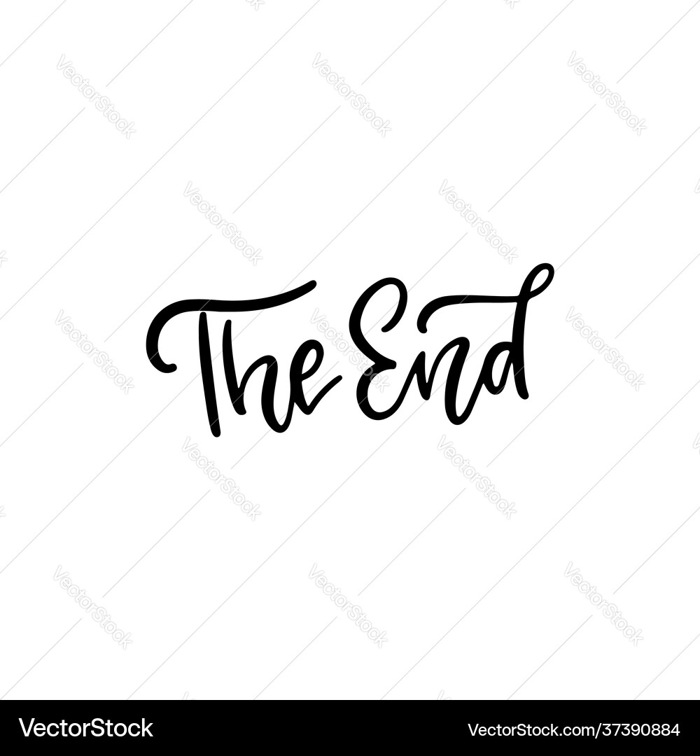 End - black lettering text on white background Vector Image