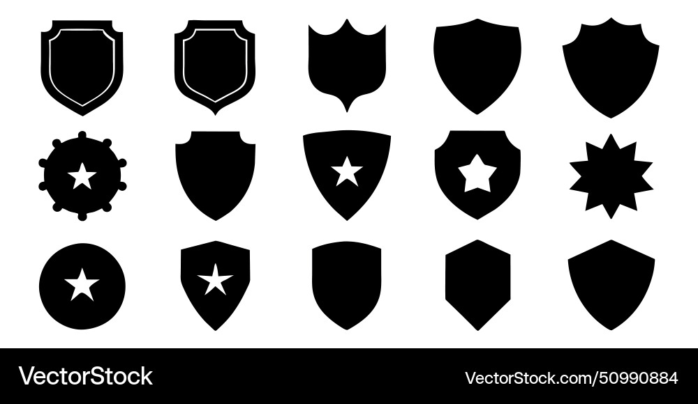 Great lovely shield badges logo art set Royalty Free Vector