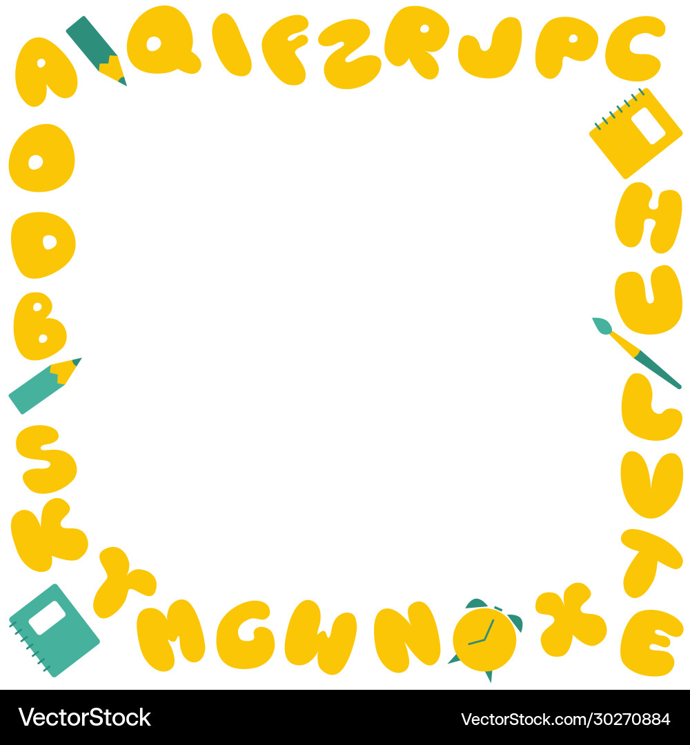 Kids alphabet frame a set chubby letters Vector Image