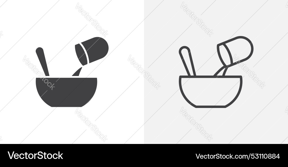 Mixing ingredients thin line icon set Royalty Free Vector