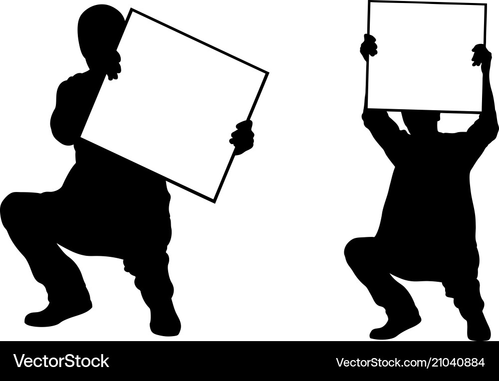 People Crouching with Panels Royalty Free Vector Image