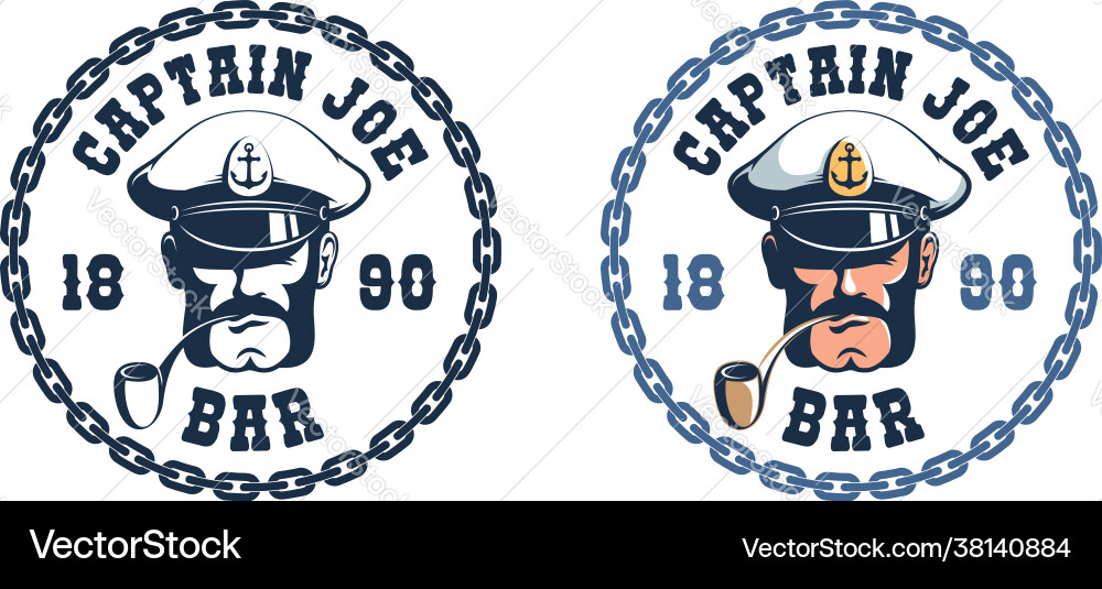 Sea captain retro logo template Royalty Free Vector Image