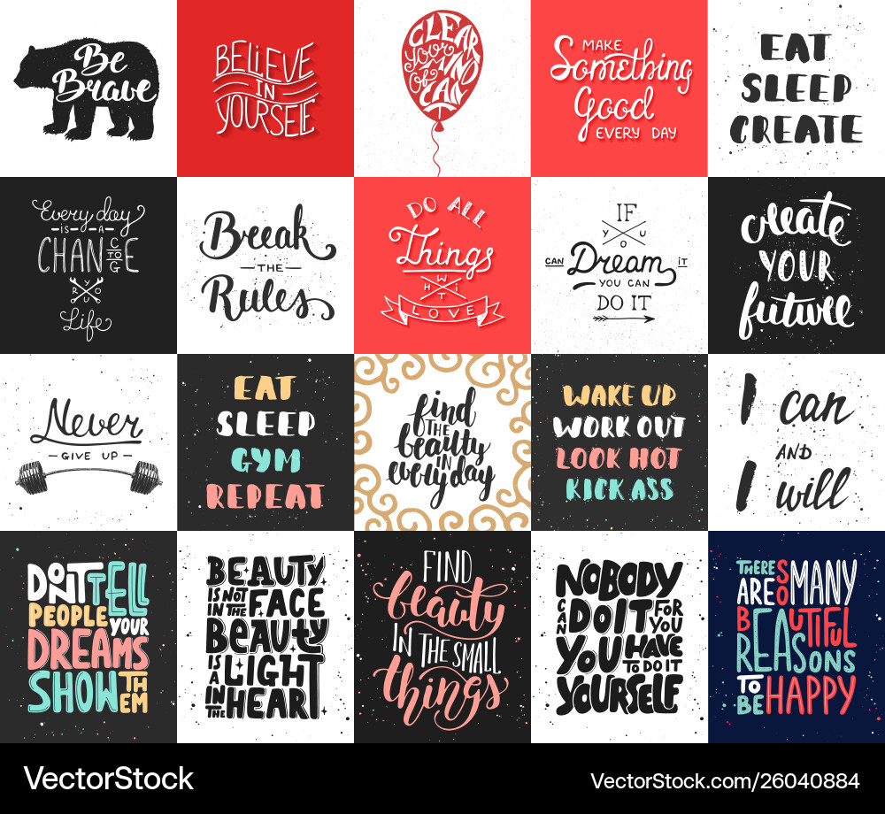 Set 20 motivational and inspirational Royalty Free Vector