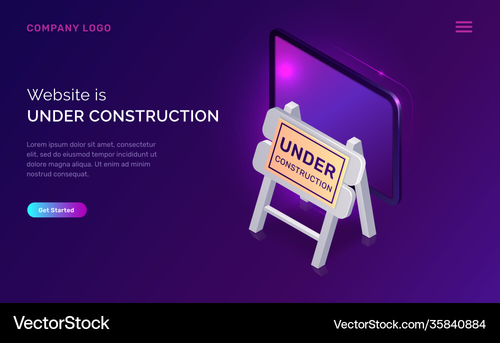 Website under construction maintenance work error Vector Image