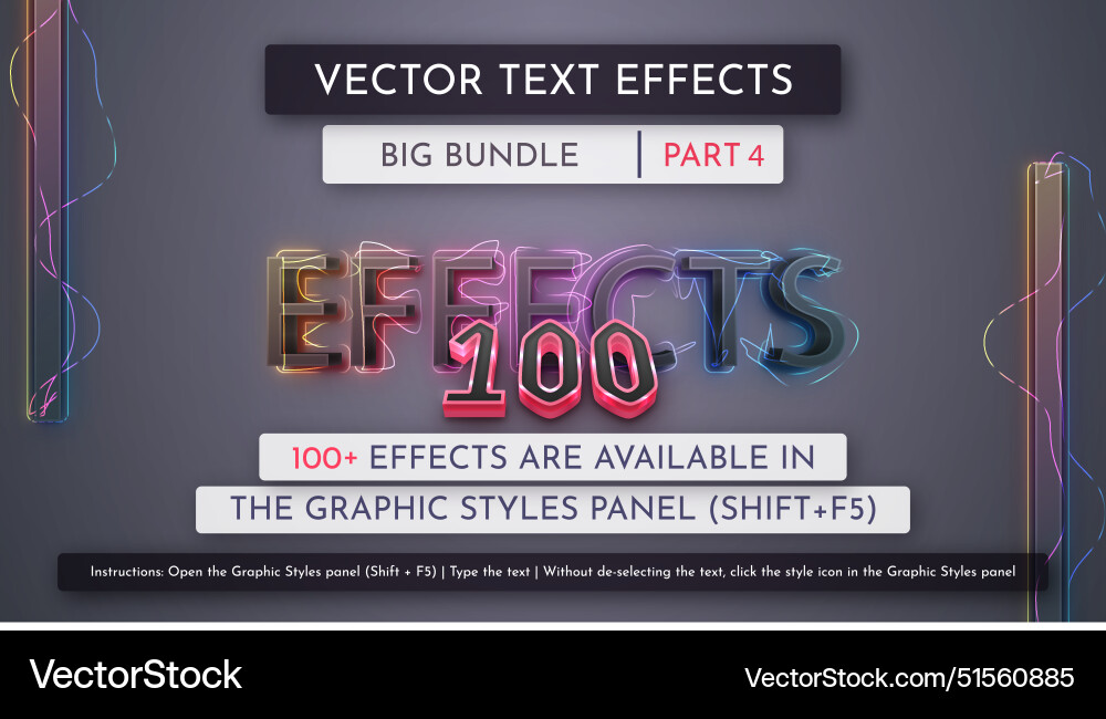 100 editable text effects mega bundle Royalty Free Vector