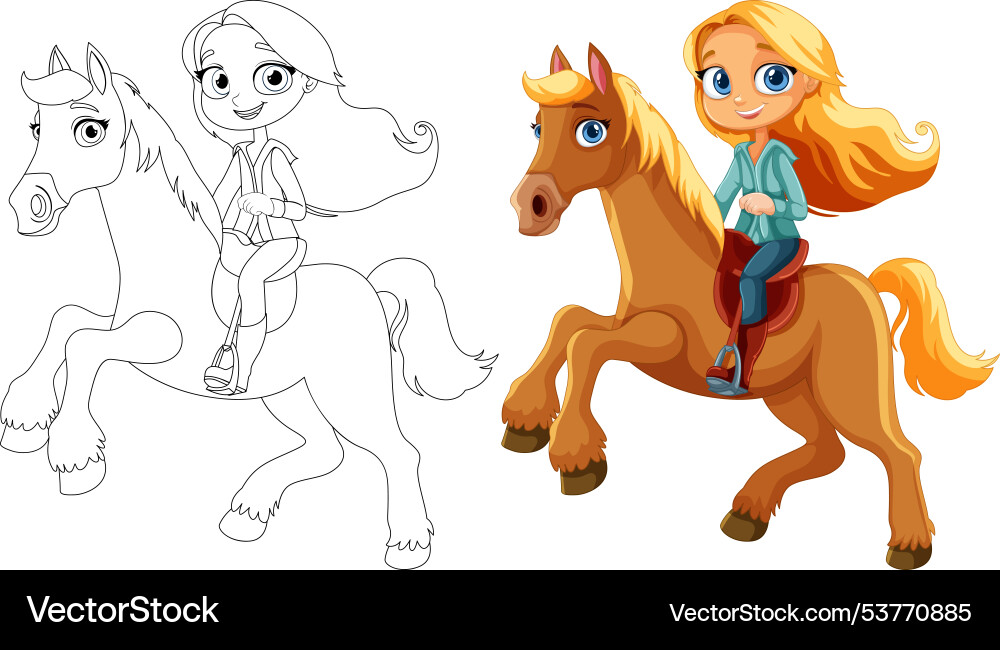 A girl riding horse Royalty Free Vector Image - VectorStock