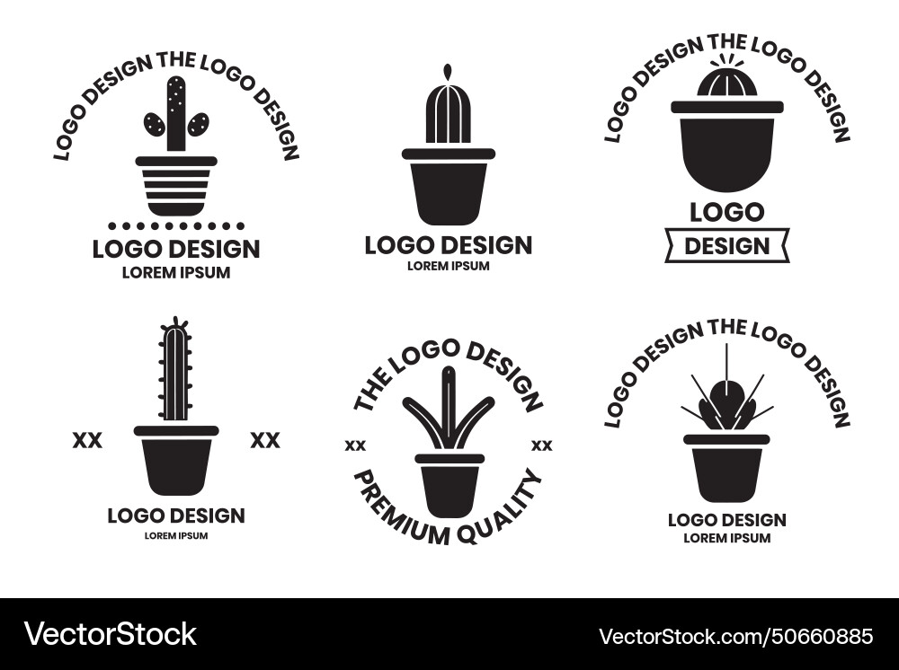 Cactus tree logo in modern minimal style Vector Image