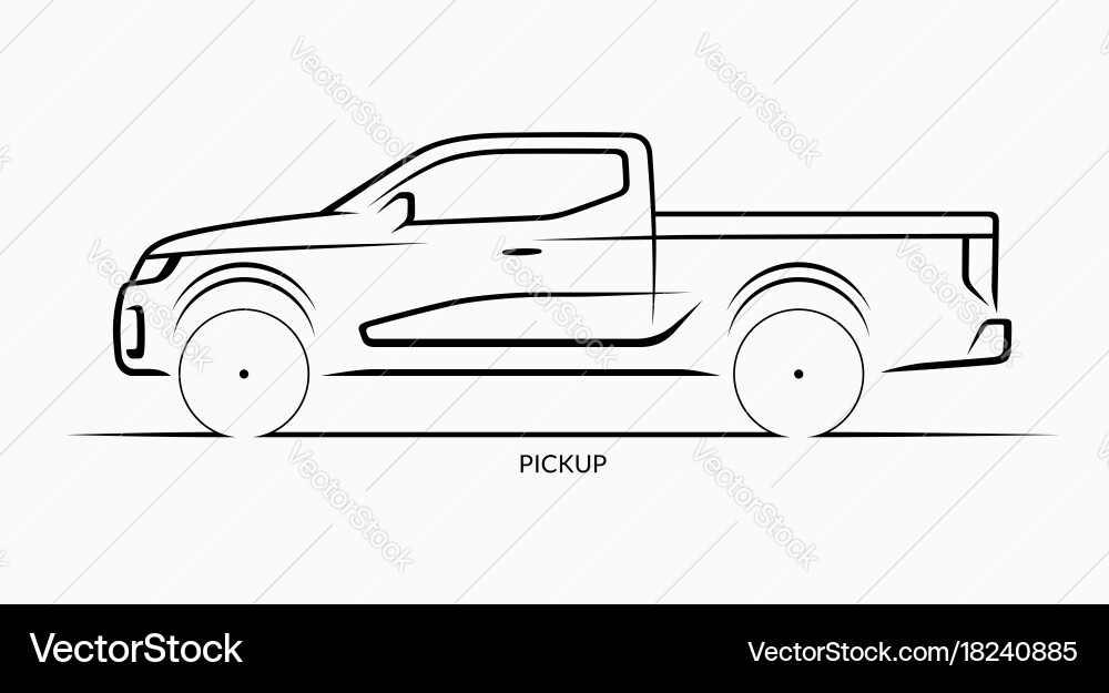 Car silhouette side view of pickup Royalty Free Vector Image
