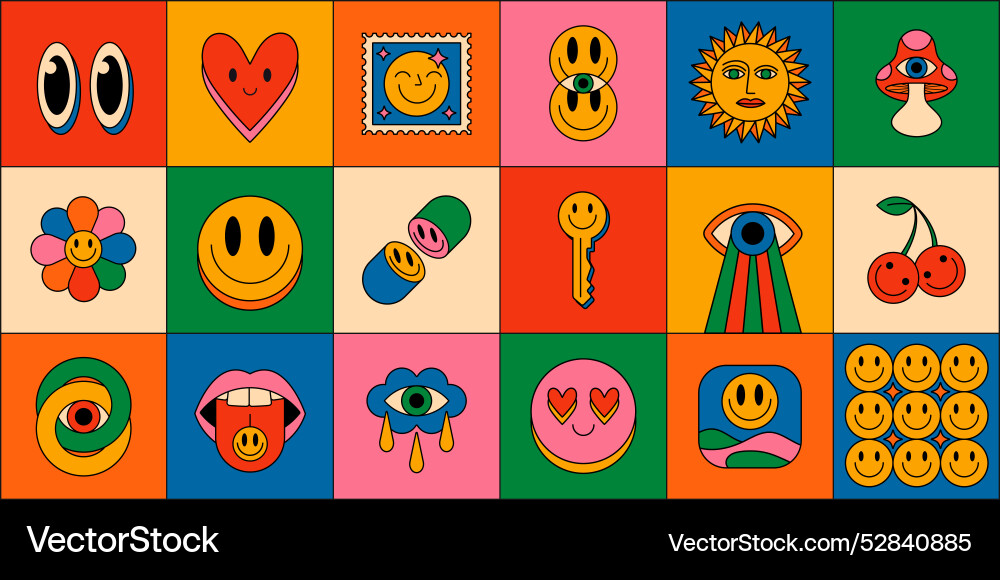 Cool geometric groovy pattern background trendy Vector Image