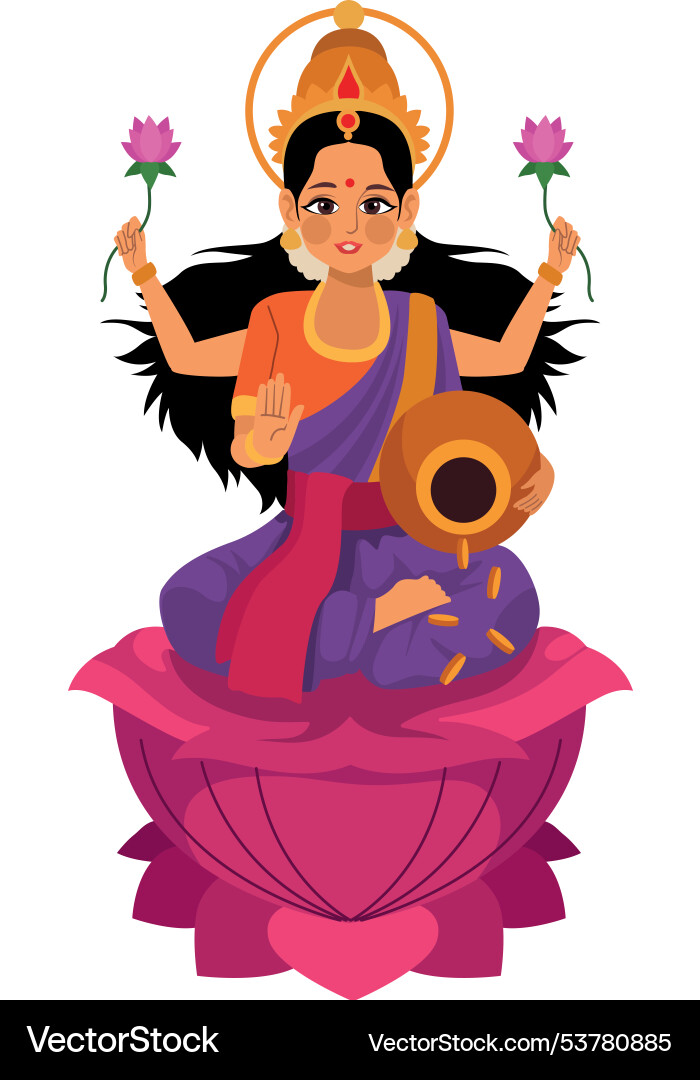 Goddess lakshmi on lotus flower Royalty Free Vector Image