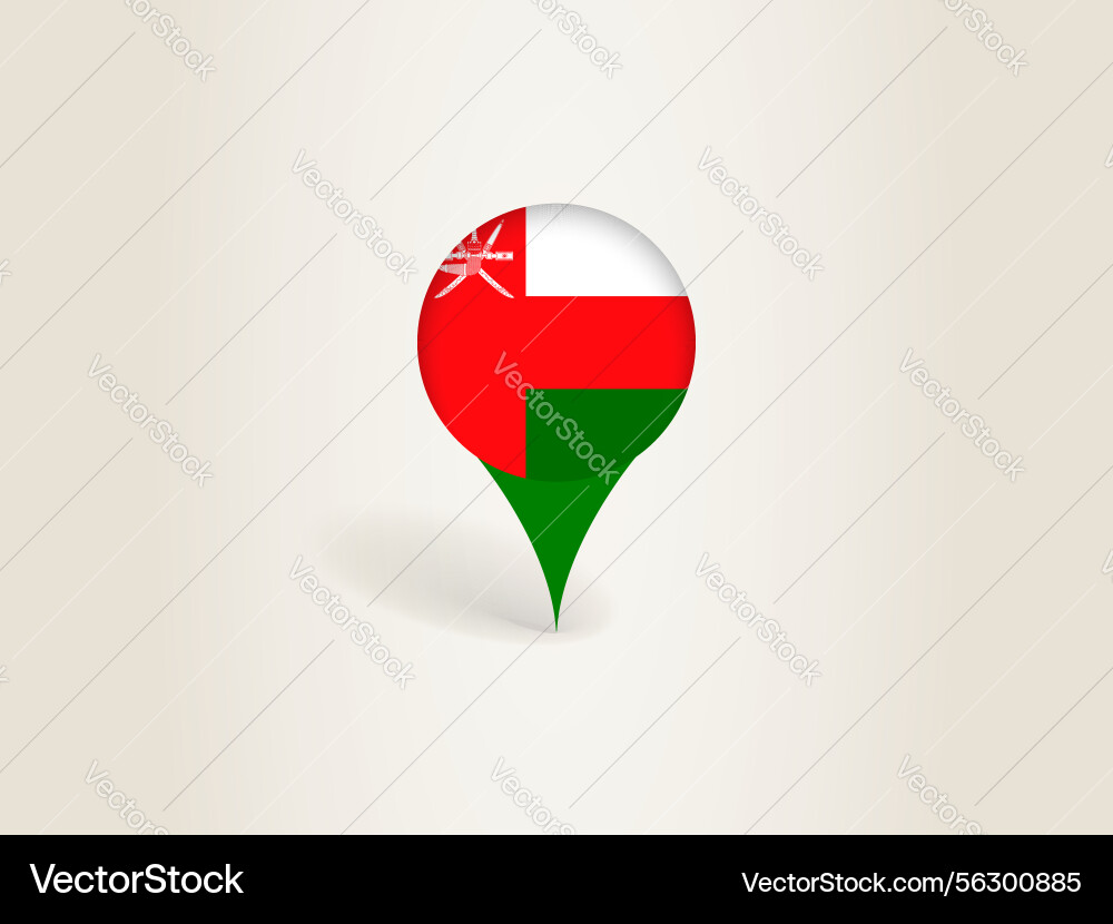 Pin icon with oman national flag Royalty Free Vector Image
