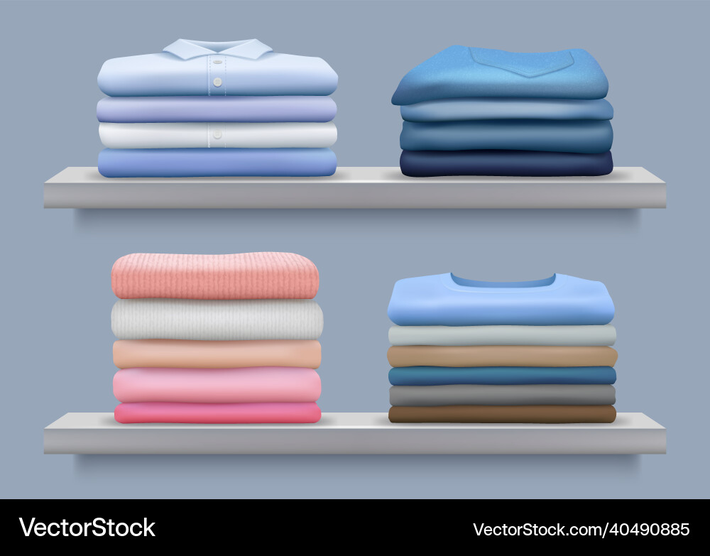 Stacked clothes folding clean after laundry Vector Image