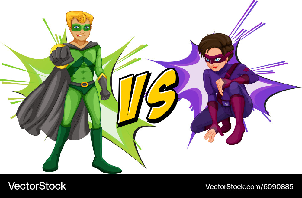 Two superheroes fighting each other Royalty Free Vector