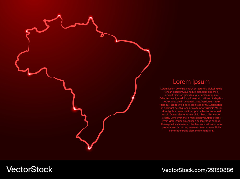 Brazil map from contour red brush lines Royalty Free Vector