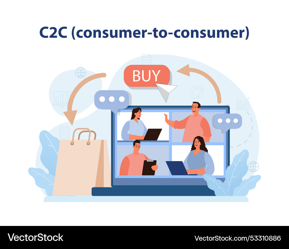 C2c or customer to business model Royalty Free Vector Image