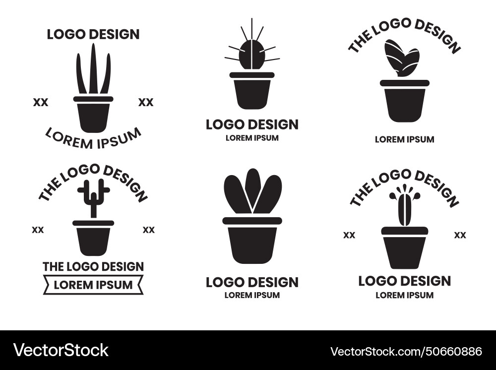 Cactus tree logo in modern minimal style Vector Image