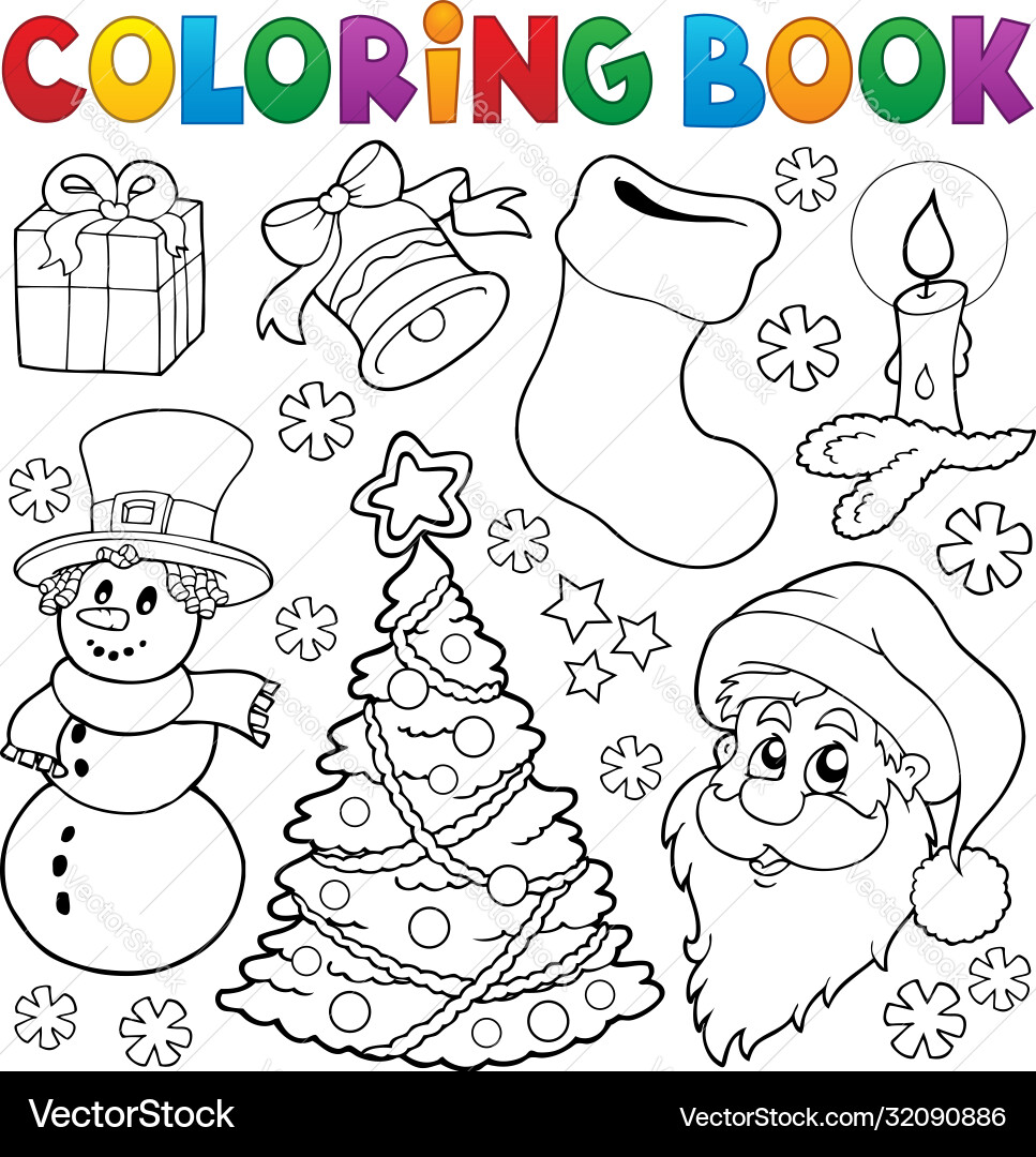 Coloring book christmas thematics 5 Royalty Free Vector