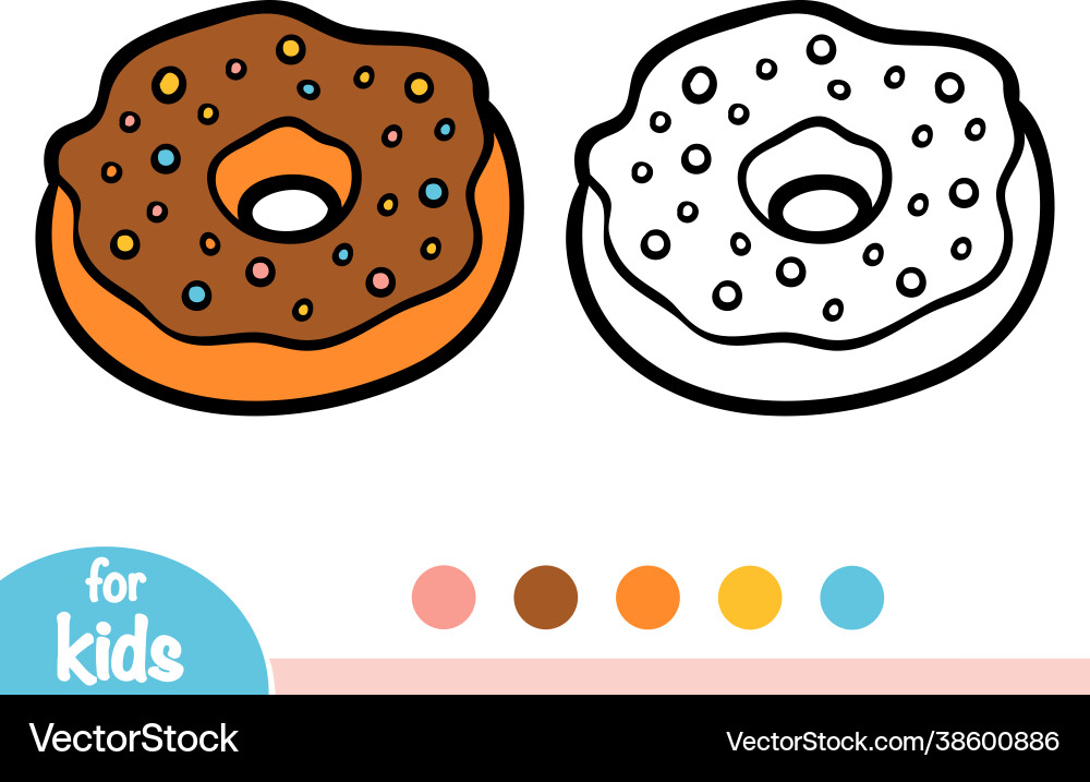 Coloring book for children cartoon donut Vector Image