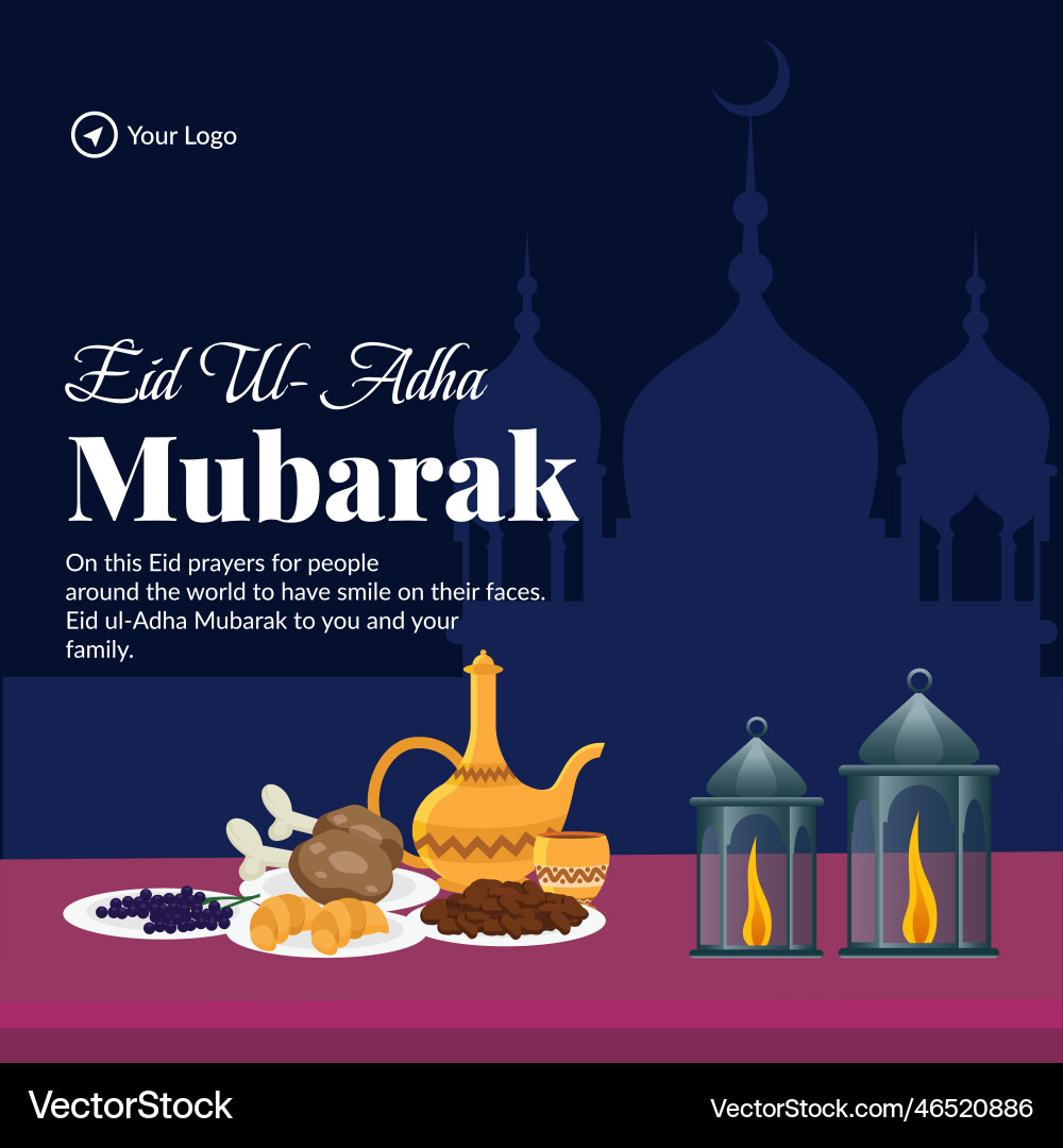 Eid ul adha mubarak banner design template Vector Image