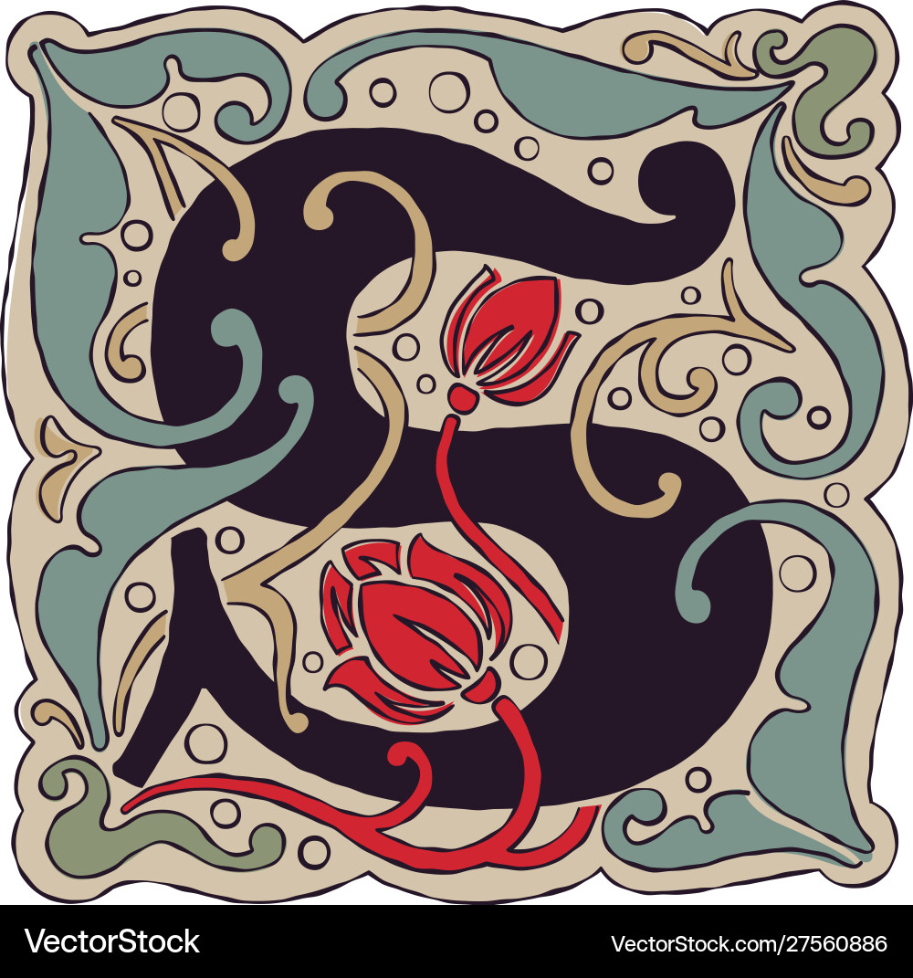 Elegant Gothic S Initial Royalty Free Vector Image