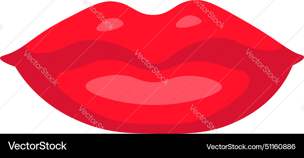 Flat cartoon cute red woman lips icon Royalty Free Vector
