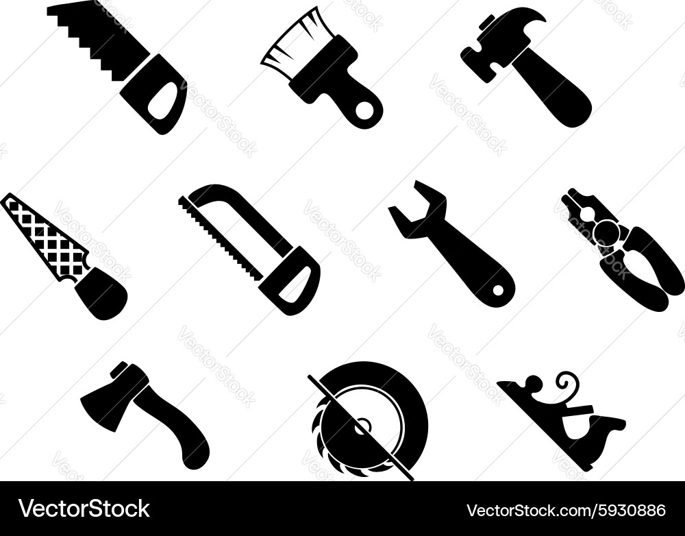 Hand Tool Icons Set Royalty Free Vector Image - VectorStock