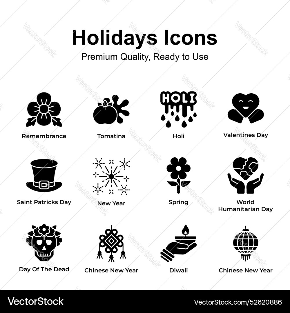 Premium quality holidays icons set ready to use Vector Image