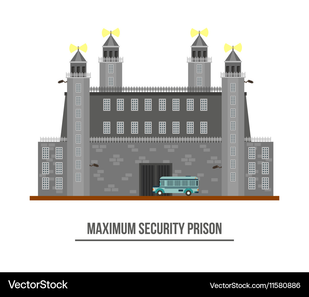 Prison Exterior with Towers Royalty Free Vector Image