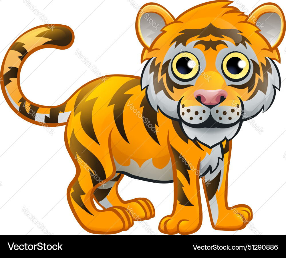 Tiger animal cartoon character Royalty Free Vector Image