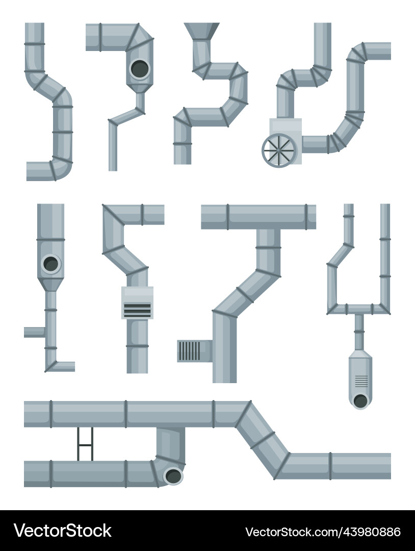 Ventilation pipe set vent system elements Vector Image