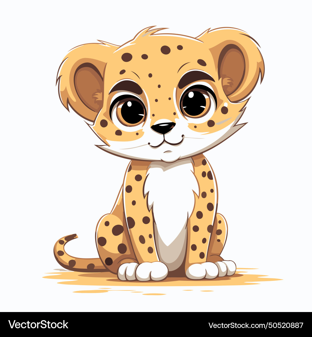 Cute cartoon cheetah sitting on white background Vector Image