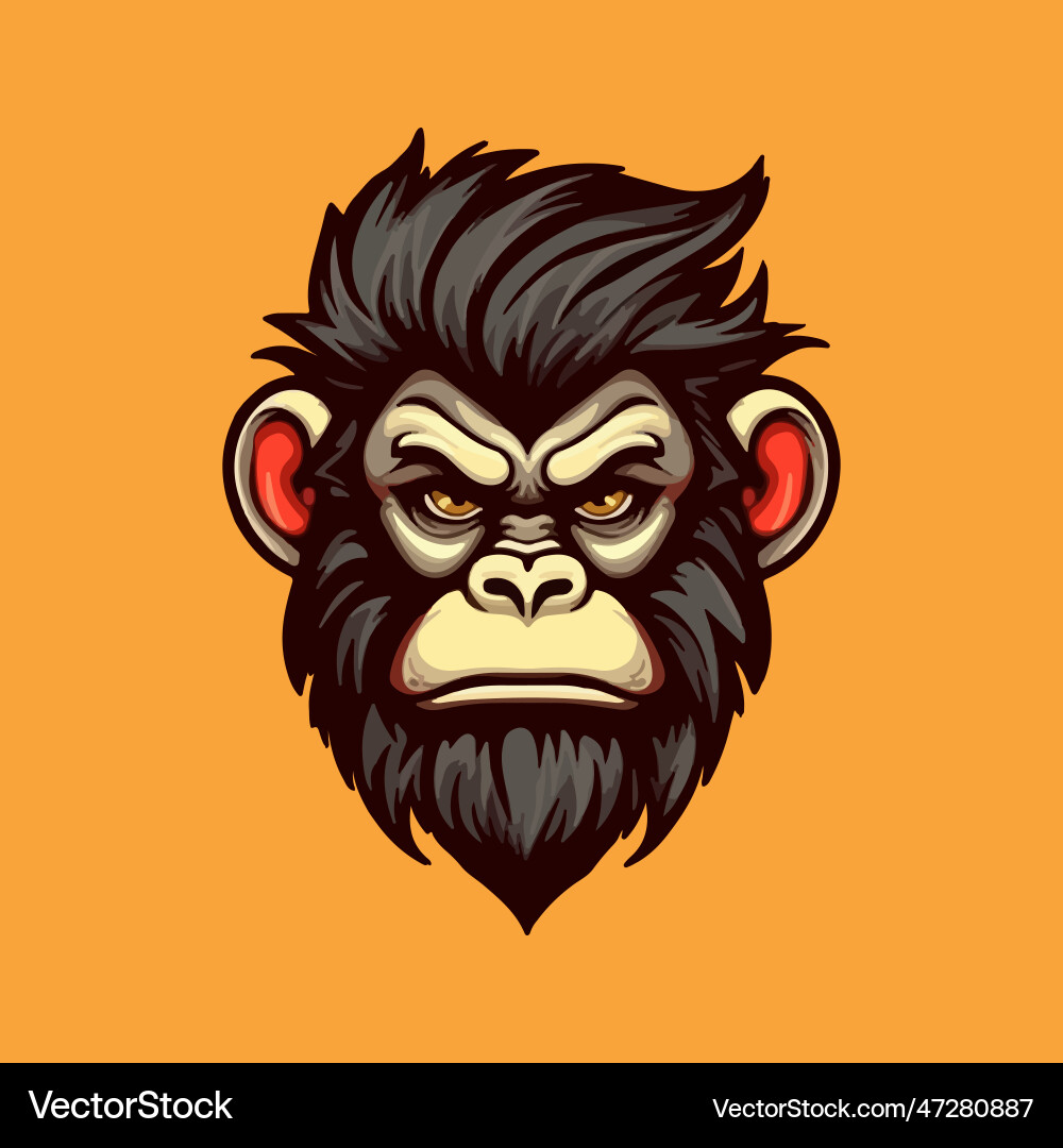 Elvis monkey head mascot logo Royalty Free Vector Image