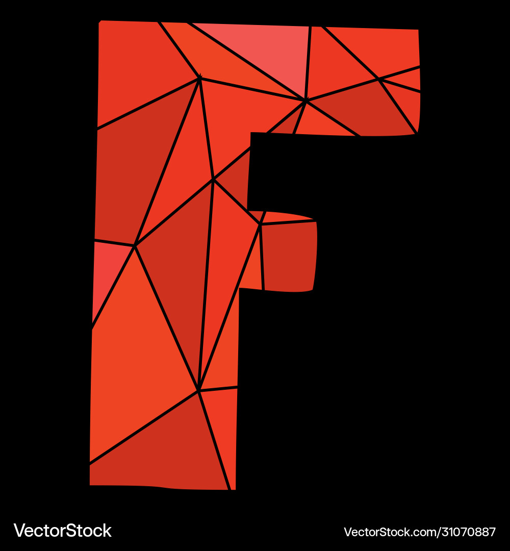 F red alphabet letter isolated on black background