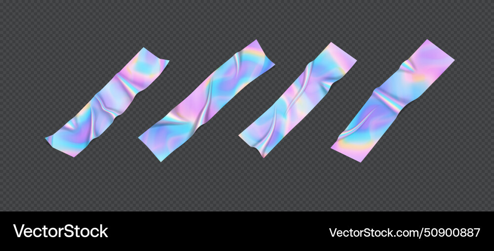 Holographic foil strips realistic set Royalty Free Vector