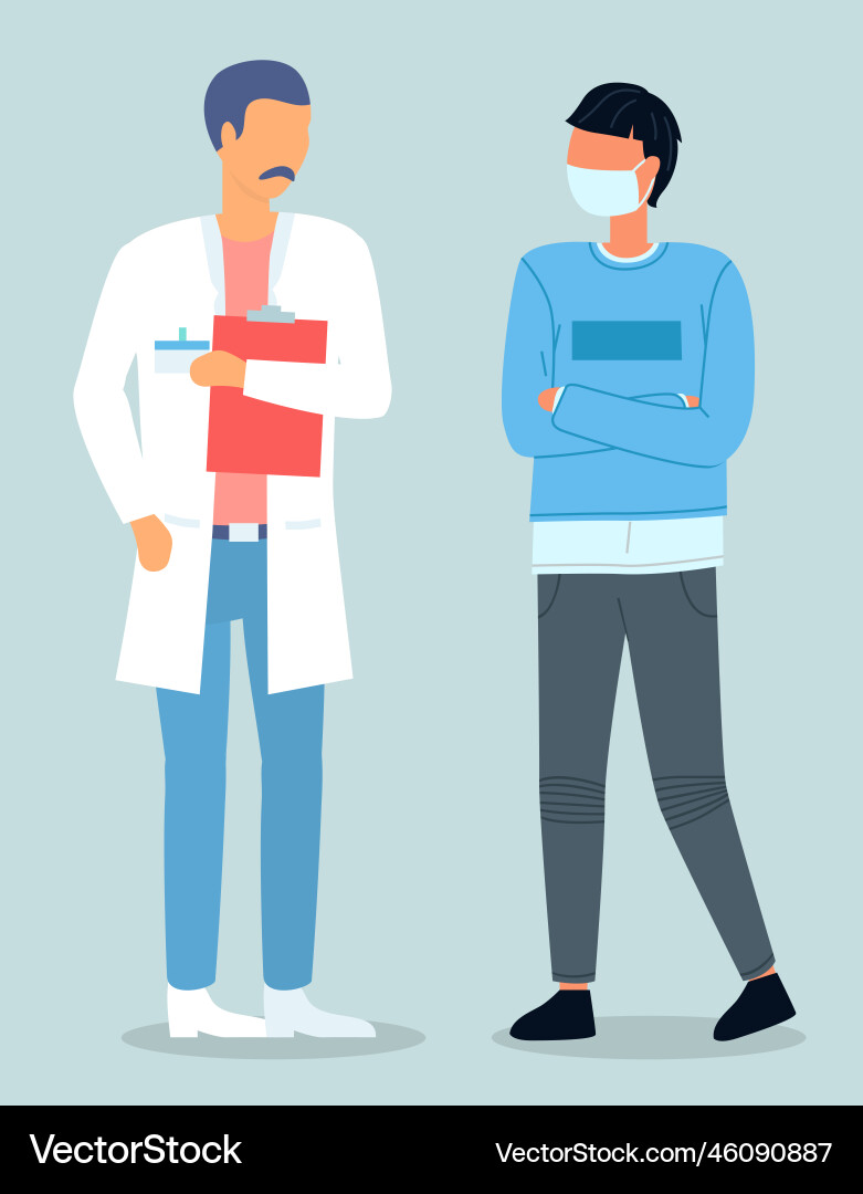 Man wearing protect facial mask talking Royalty Free Vector