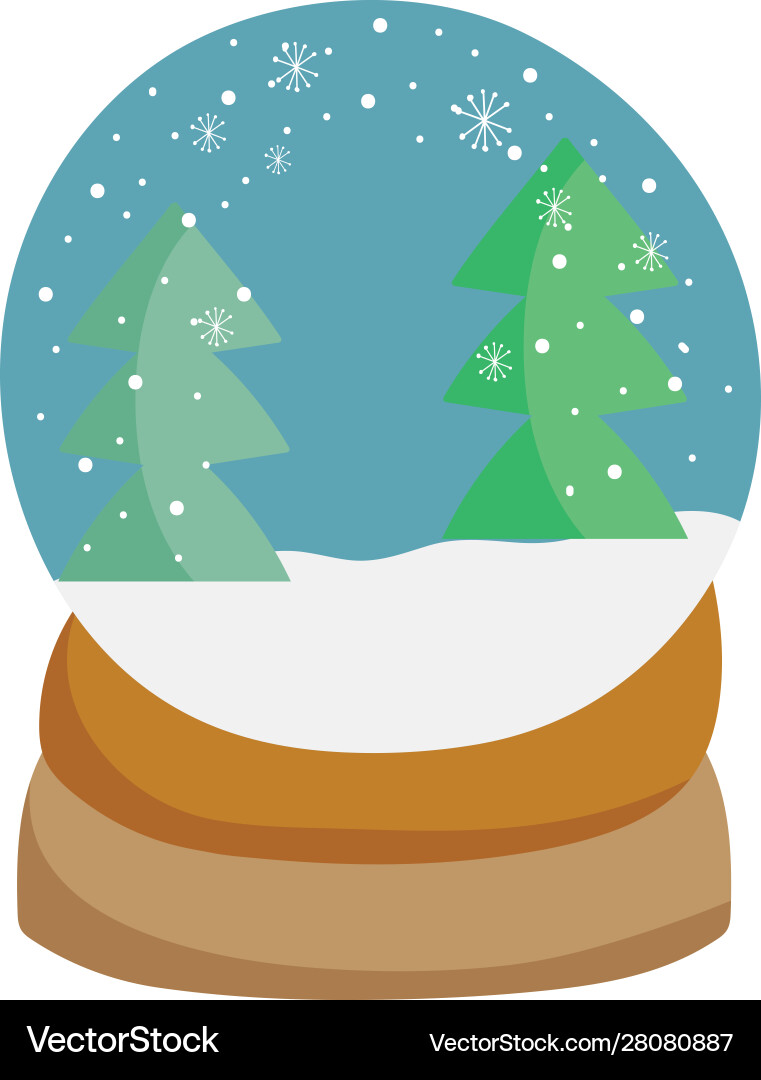 Merry christmas celebration snowglobe tree Vector Image