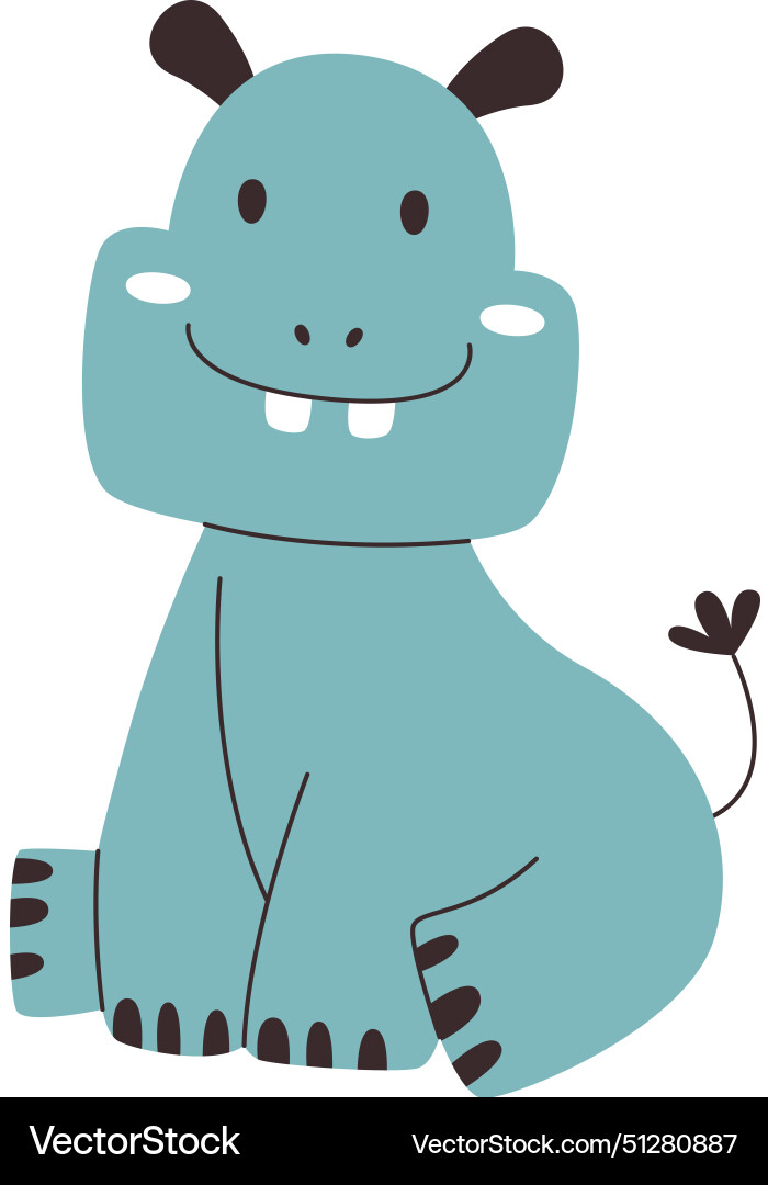 Sitting hippo animal Royalty Free Vector Image